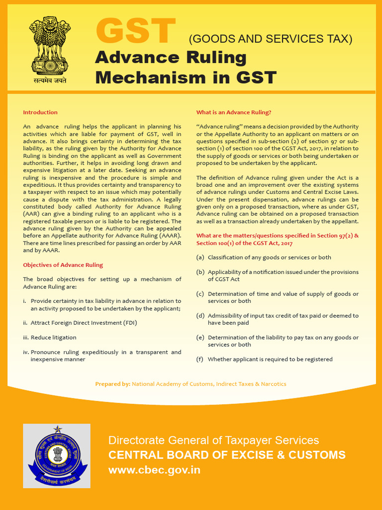 GST Advance Ruling Mechanism Explained | PDF | Taxes | Appeal