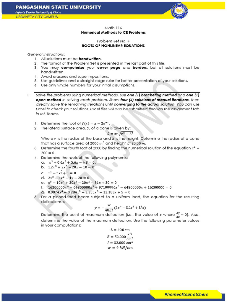 Problem Set No 4 | PDF | Beam (Structure) | Numerical Analysis