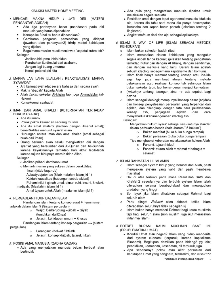 KISI Materi Home Meeting | PDF