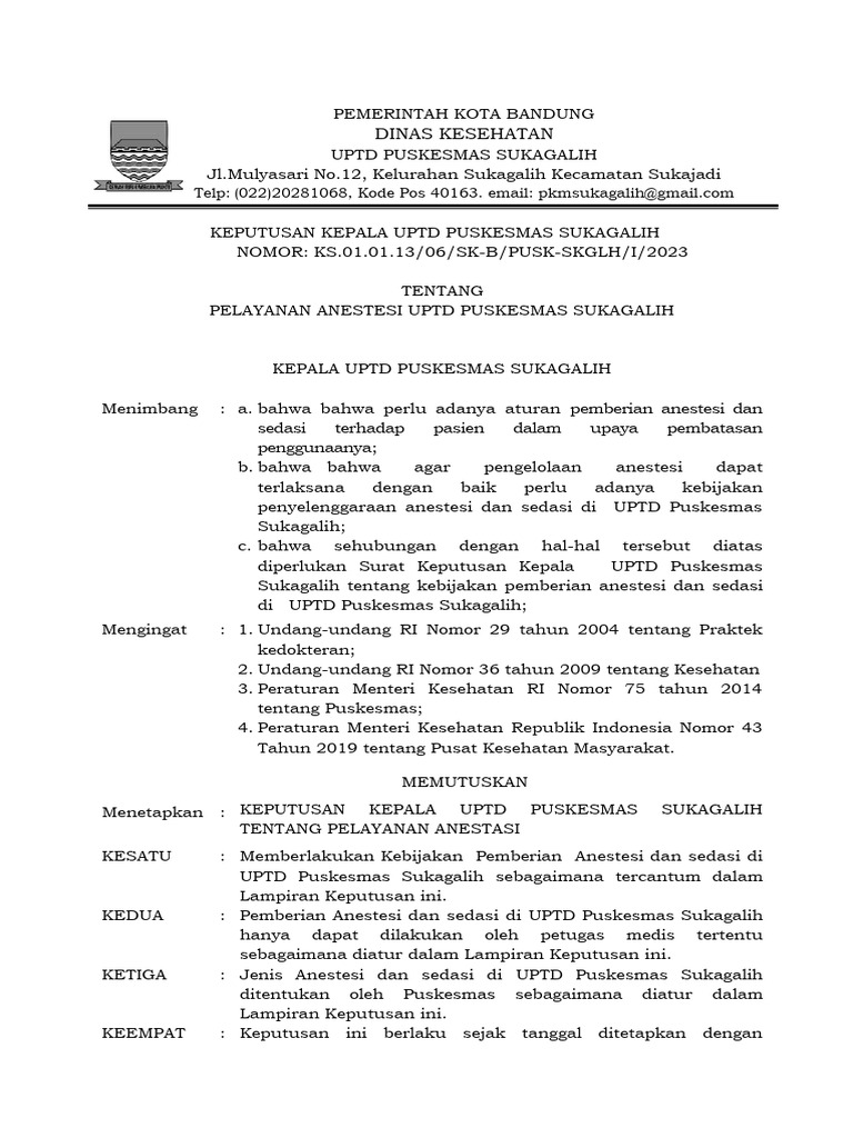 SK Anastesi Revisi Fix | PDF