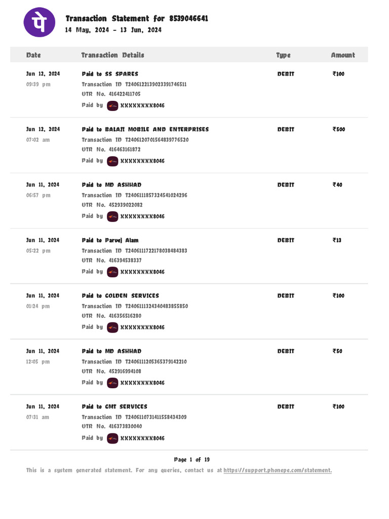 PhonePe ST | PDF | Debits And Credits | Debit Card