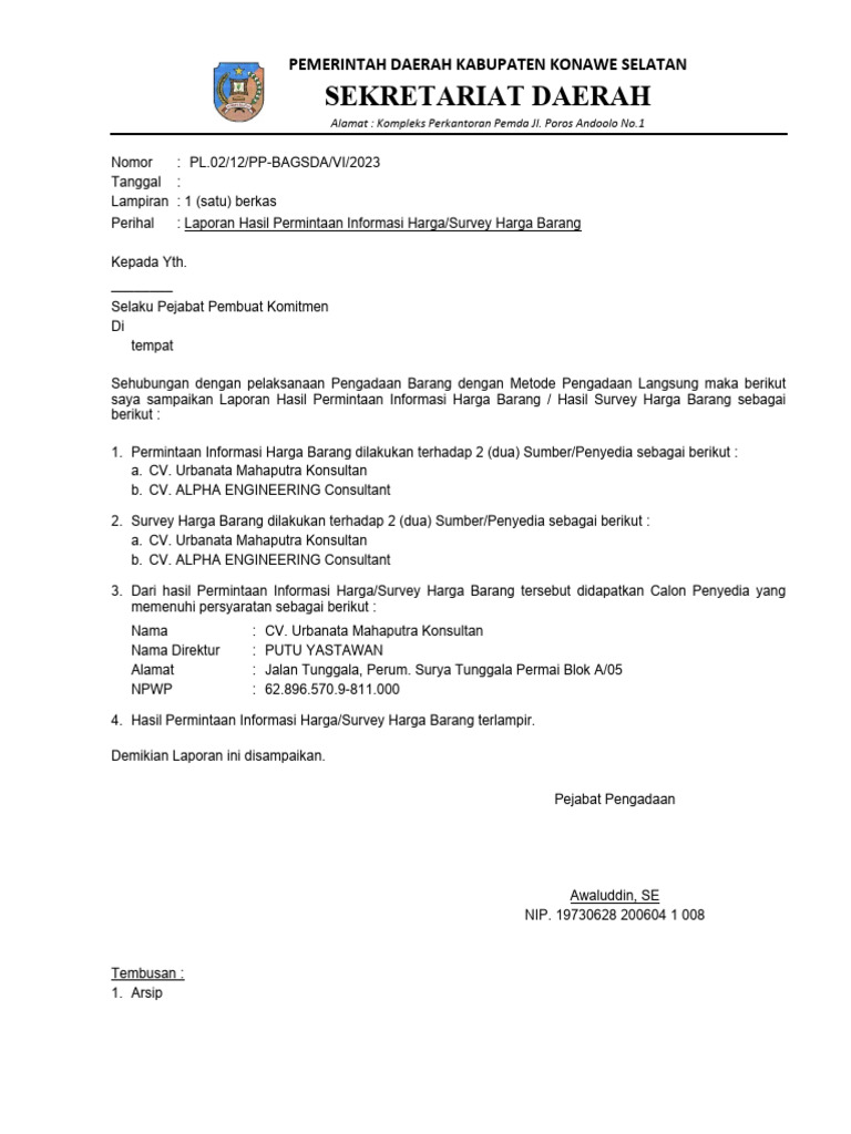 Laporan Survey Harga Barang 2023 | PDF