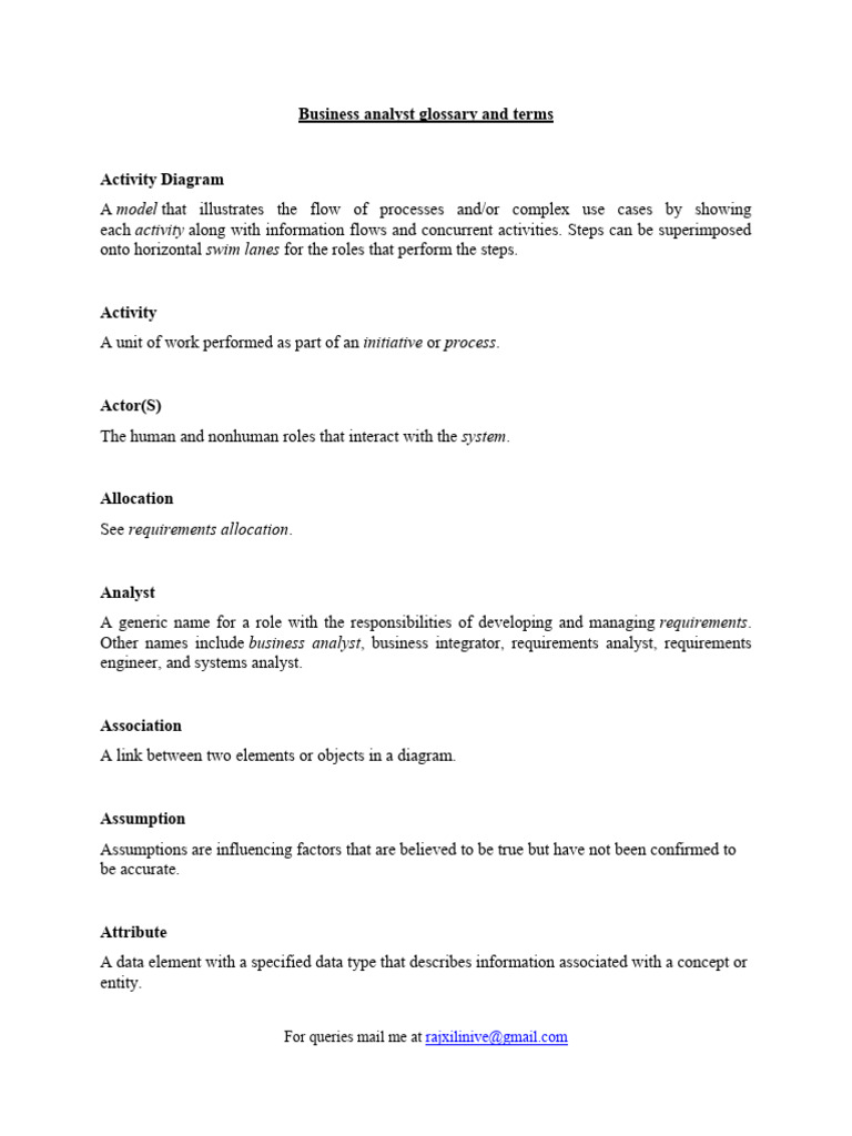 Business Analyst Glossary and Terms | PDF | Conceptual Model | Business ...