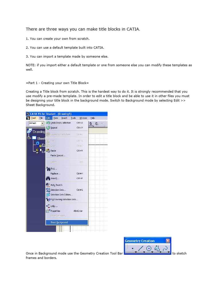 There Are Three Ways You Can Make Title Blocks in CATIA | PDF | Software | Computing