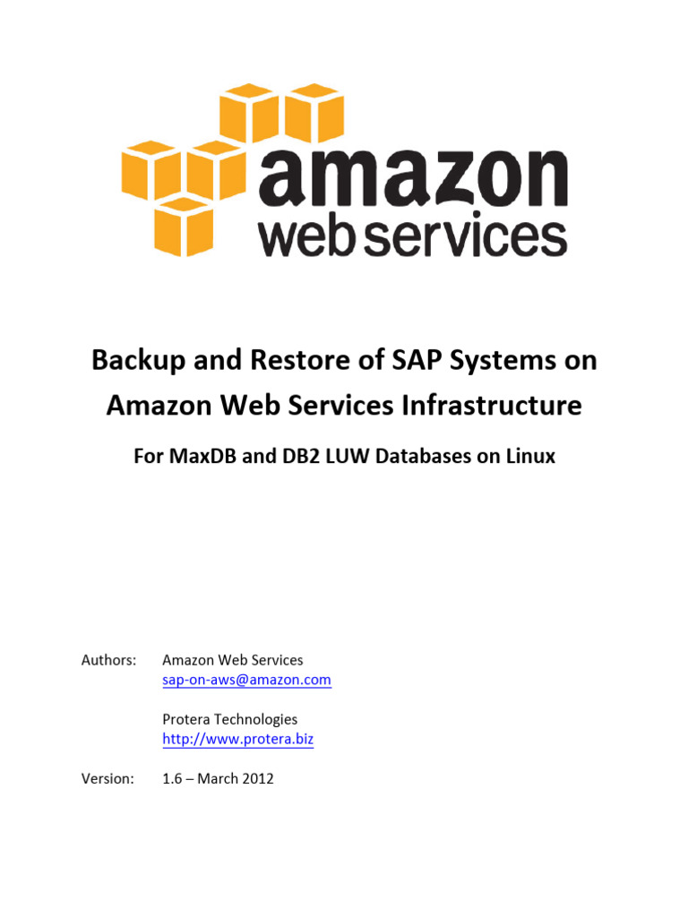 Backup and Recovery of Sap Systems On Aws For Linux Maxdb and db2 v1.6 | PDF | Amazon Web ...