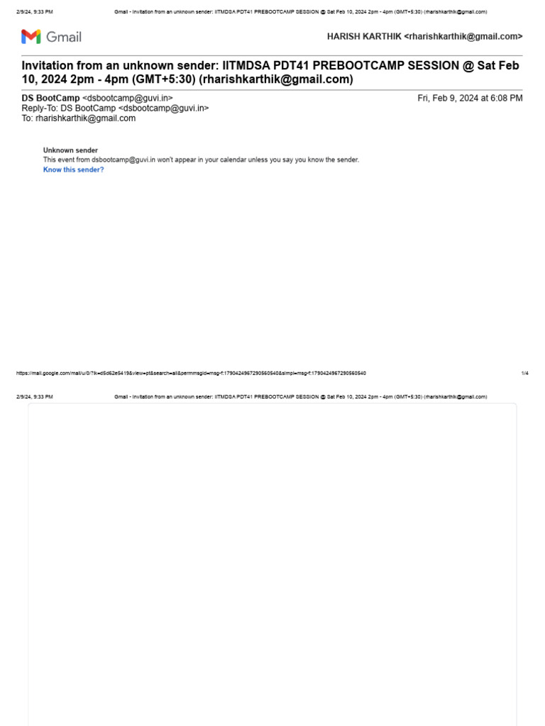 Gmail - Invitation From An Unknown Sender - IITMDSA PDT41 PREBOOTCAMP ...