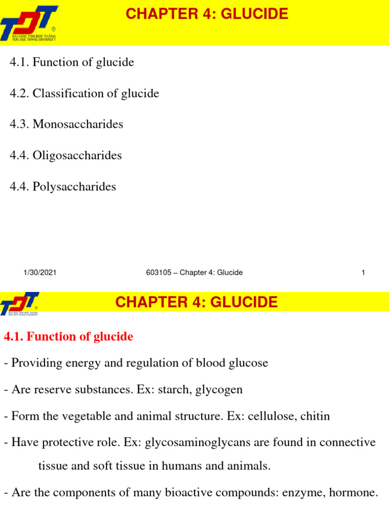 603105-Chapter 4 - Glucide | PDF | Glucose | Polysaccharide