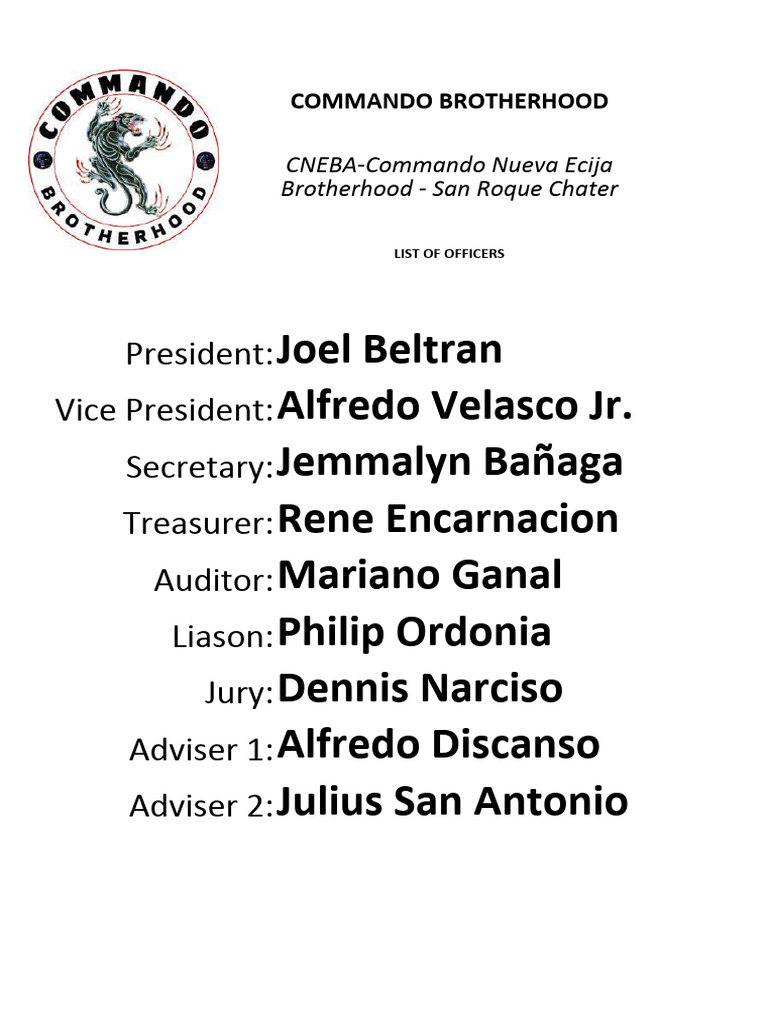 COMMANDO BROTHERHOOD - Officers PDF | PDF