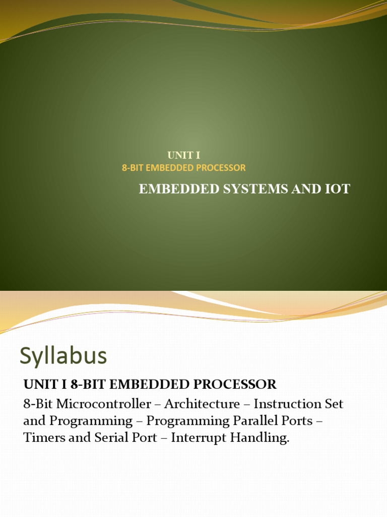 EIOT UNIT 1 - 8-Bit Microcontroller | PDF | Technology & Engineering