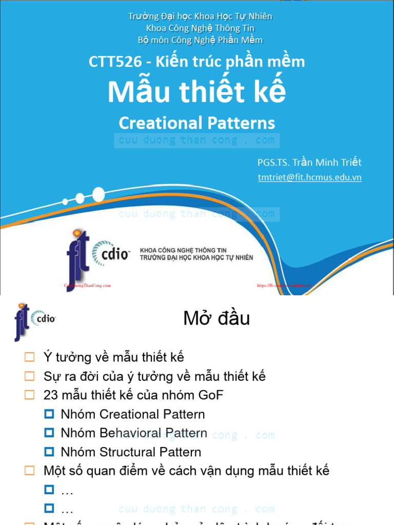 Kien-Truc-Phan-Mem - Tran-Minh-Triet - 2-Design-Patterns-Creational-Patterns - (Cuuduongthancong ...