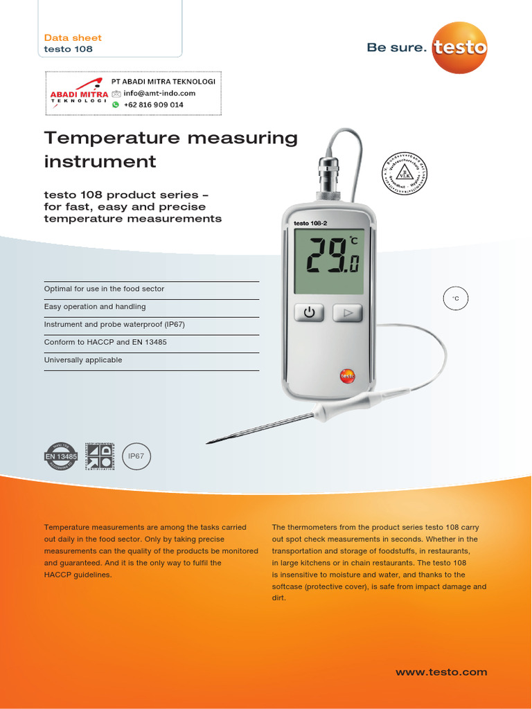 AMT Testo 108-Data-Sheet | PDF | Thermocouple | Metrology