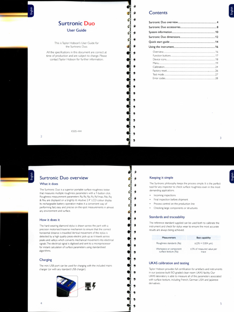 Surtronic Duo Portable Surface Roughness Tester - User Guide | PDF ...
