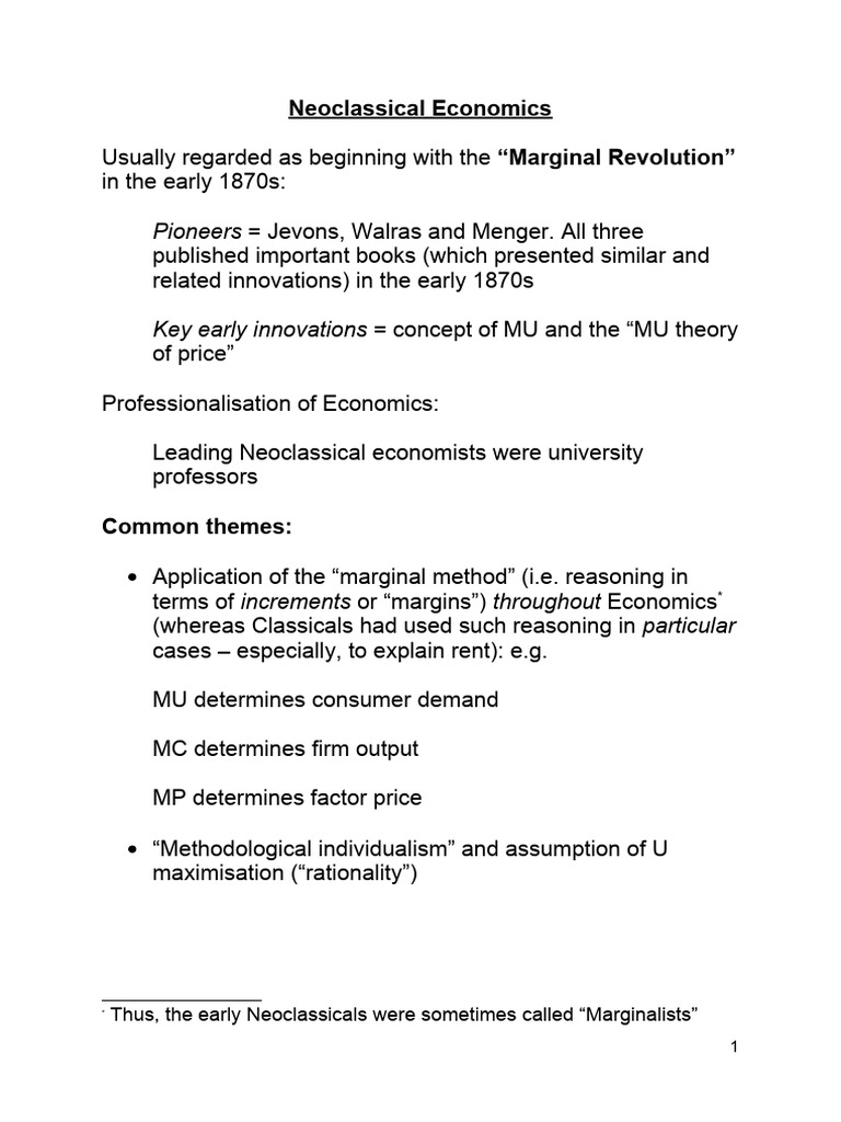 Neoclassical Economics | PDF | Economics | Neoclassical Economics