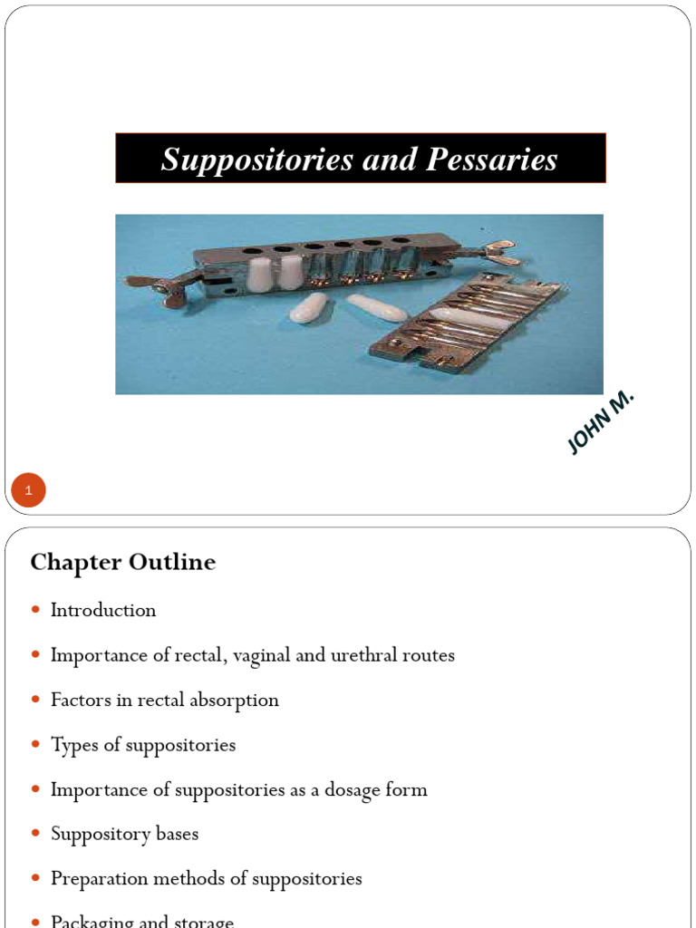 Lecturenote - 445494777p'cal SUPPOSITORIES&PESSARIEs | PDF | Rectum | Polyethylene Glycol