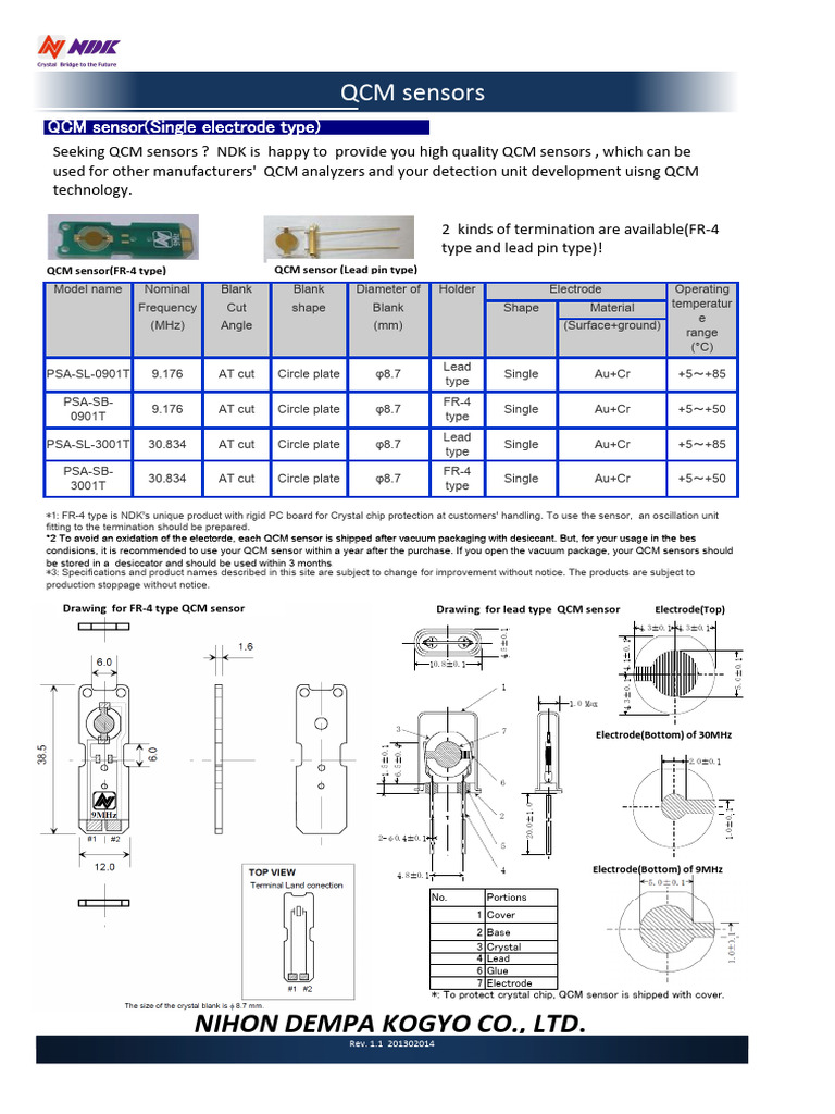 QCM Sensor Specifications and Details | PDF | Equipment | Manufactured ...
