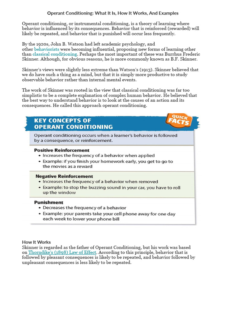 Operant Conditioning | PDF | Reinforcement | Learning