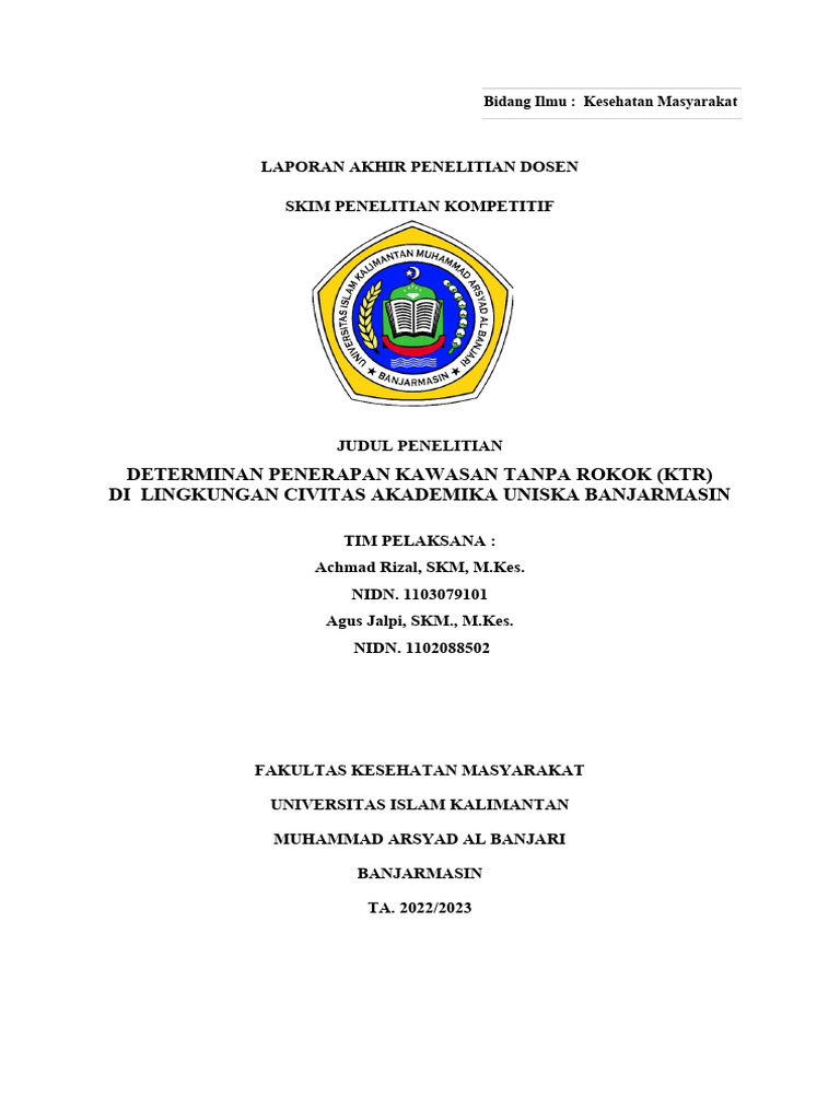 Draft Lappran Penelitian | PDF | Sains & Matematika