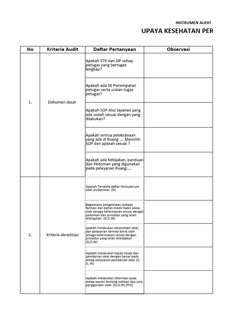 Instrumen Audit 5 Bab 2023 | PDF