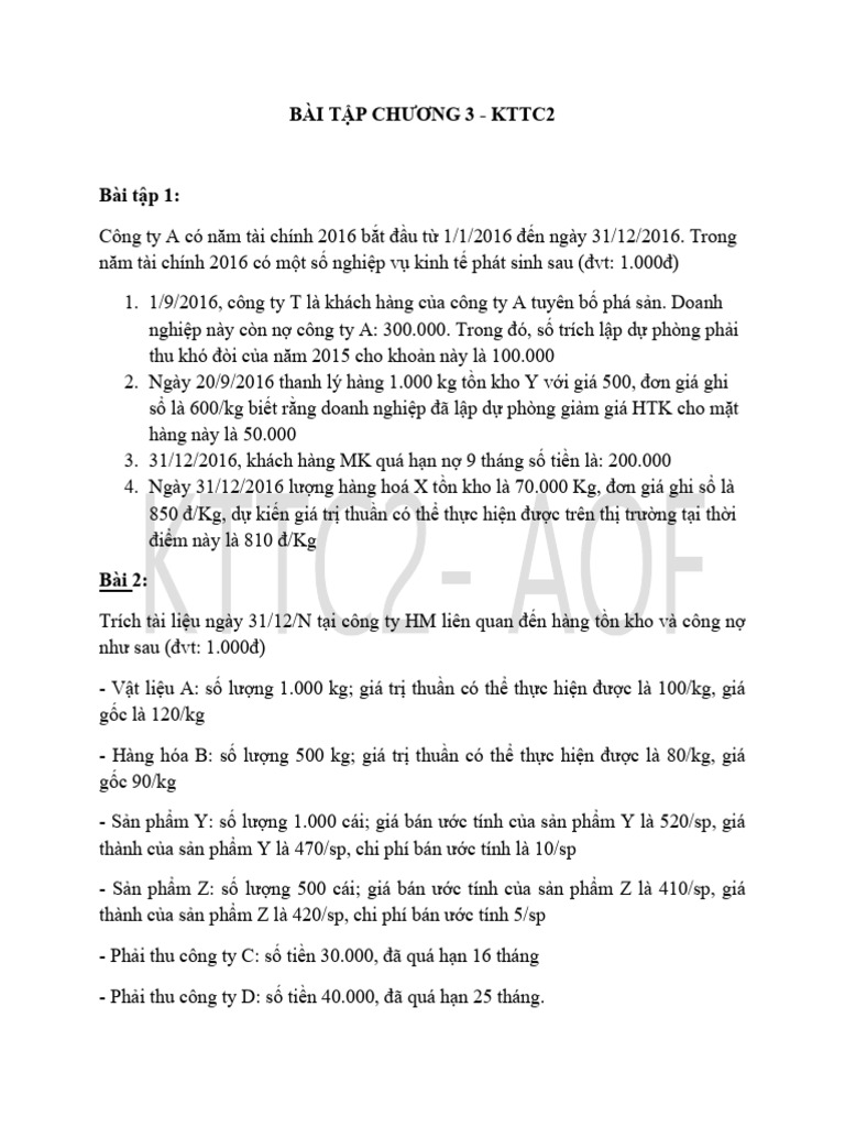 BT KTTC2 Chương 3 | PDF