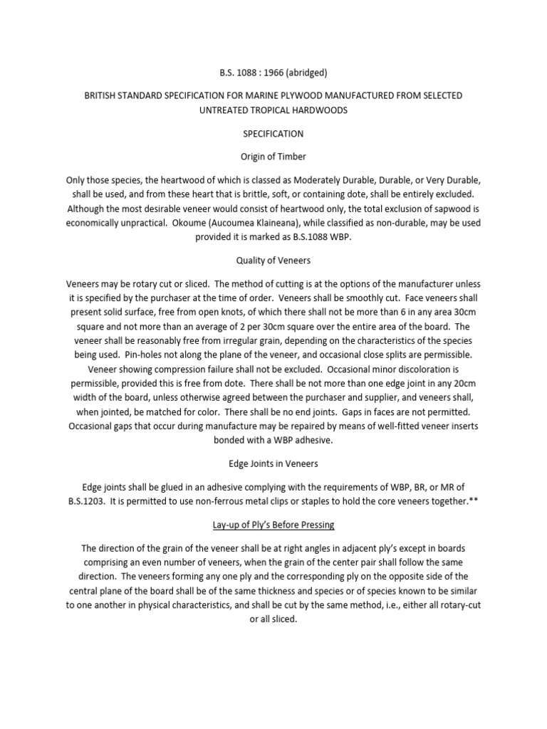 British Standard 1088 | PDF | Plywood | Wood