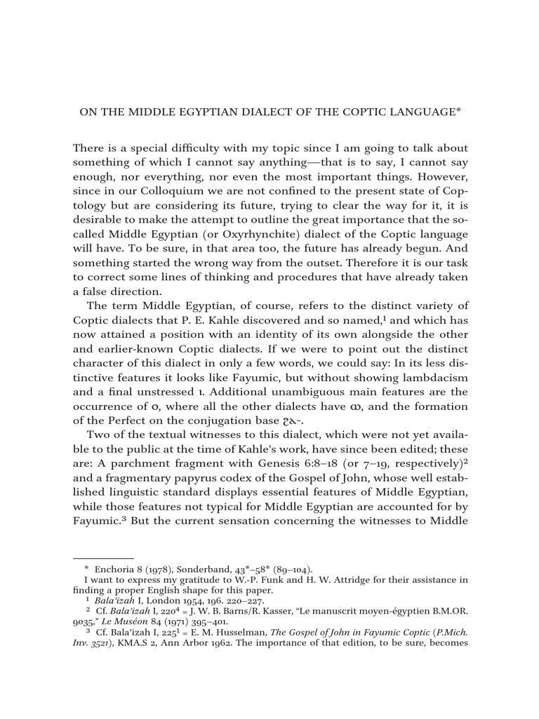 Schenke - On The Middle Egyptian Dialect of The Coptic Language | PDF | Sentence (Linguistics ...