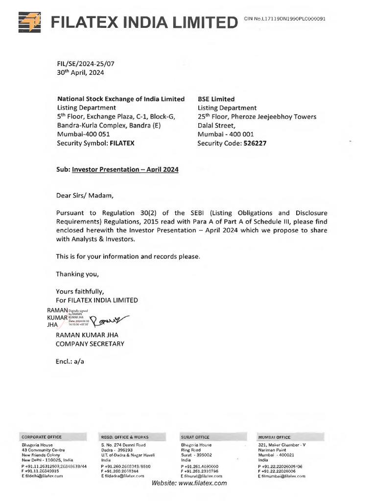 Filatex Presentation 4QFY24 | PDF | Financial Markets | Companies