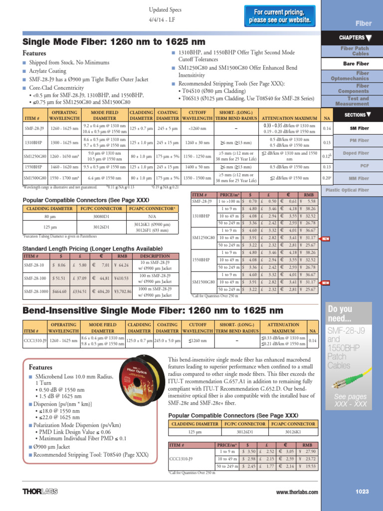 SINGLEFIBER | PDF | Optical Fiber | Telecommunications Equipment