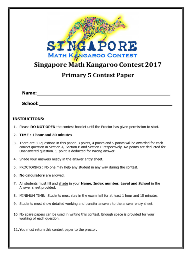 2016 Mathkangaroo Grade5 | PDF | Triangle | Mathematics