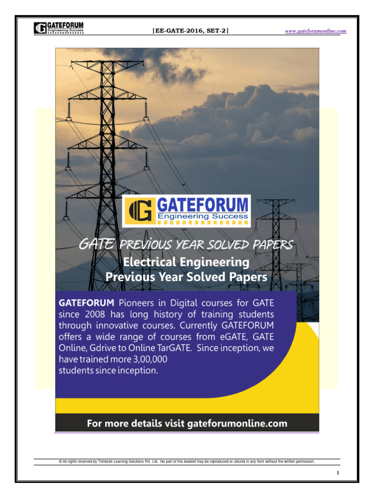 EE GATE 2016 Set 2 | PDF | Rectifier | Capacitor