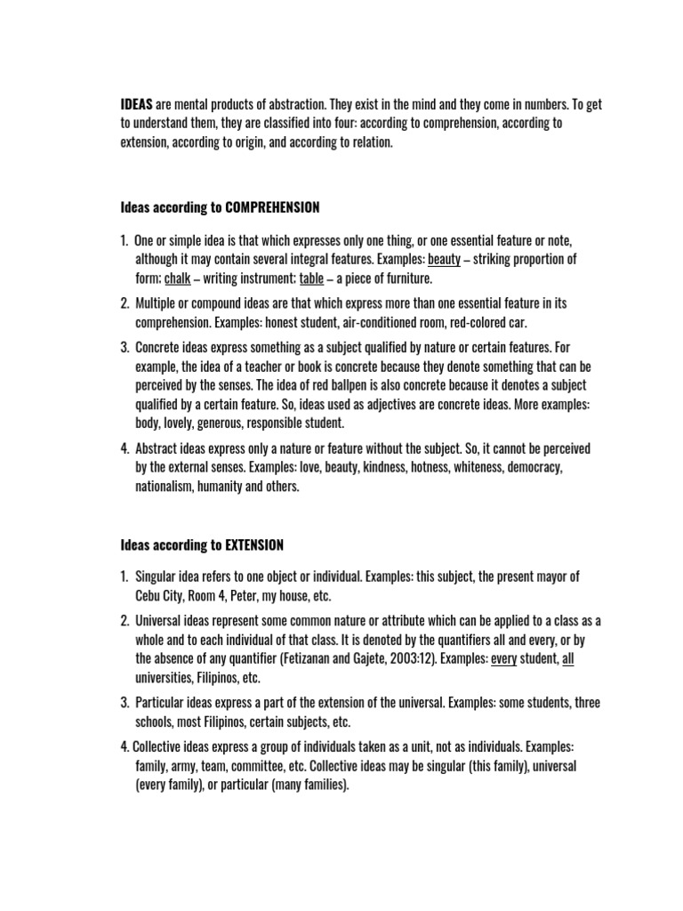 G Classification of Ideas | PDF | Idea | Abstraction