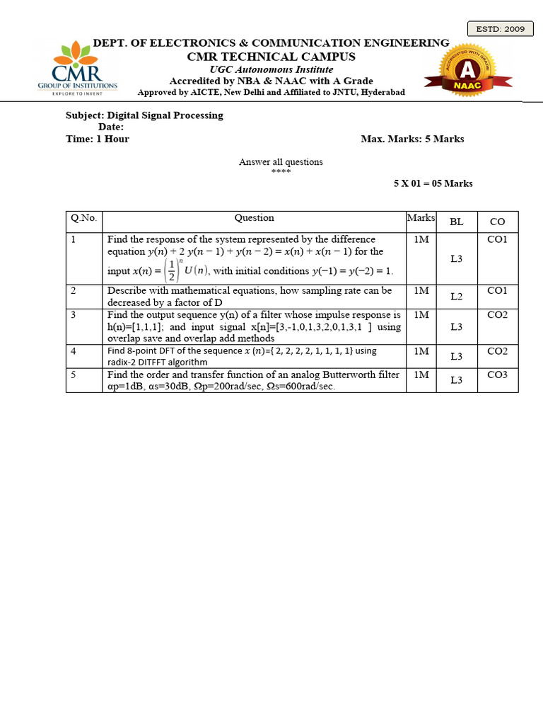DSP Assignment | PDF