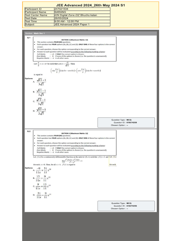 Advanced Paper 1 | PDF