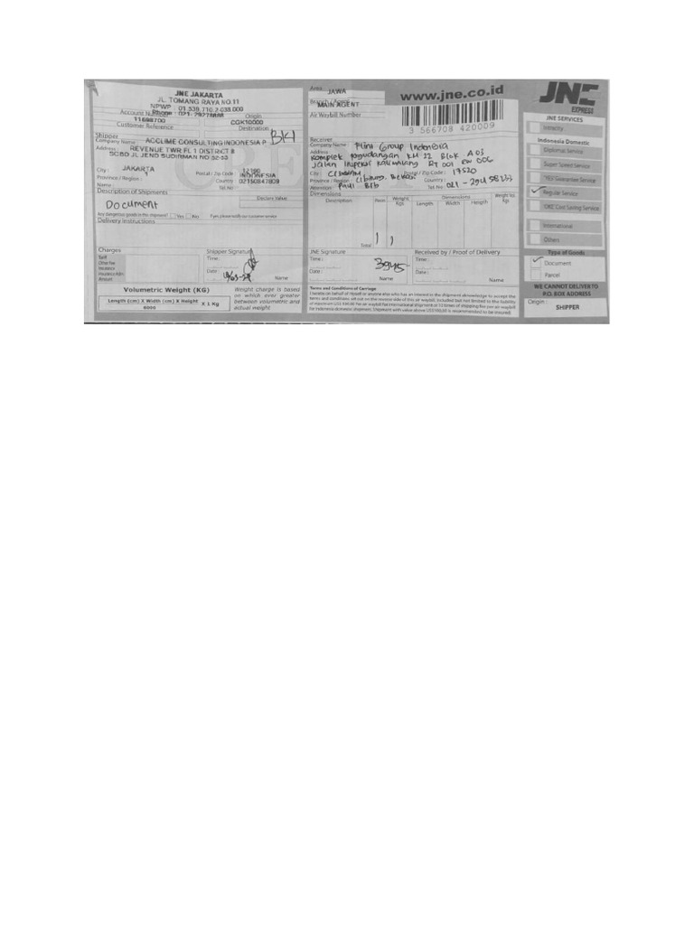 JNE Receipt Flint | PDF