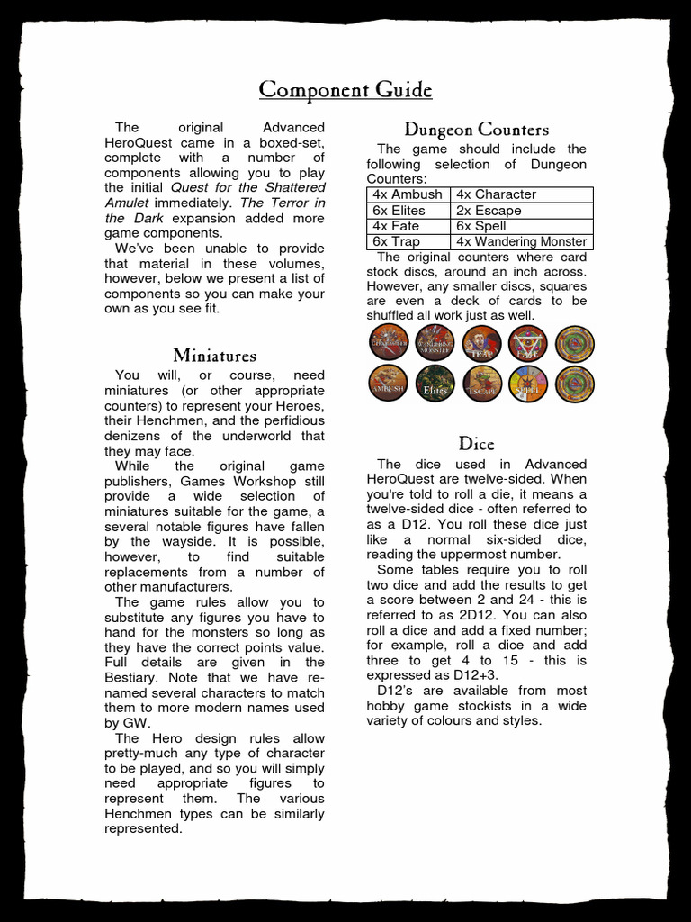 00 - Advanced HeroQuest Reforged Support - Component Guide (2023-01-15) - PF | PDF | Gaming