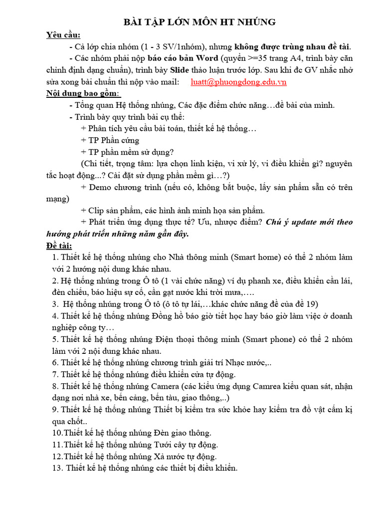 TÊN ĐỀ TÀI BTL NHÚNG | PDF