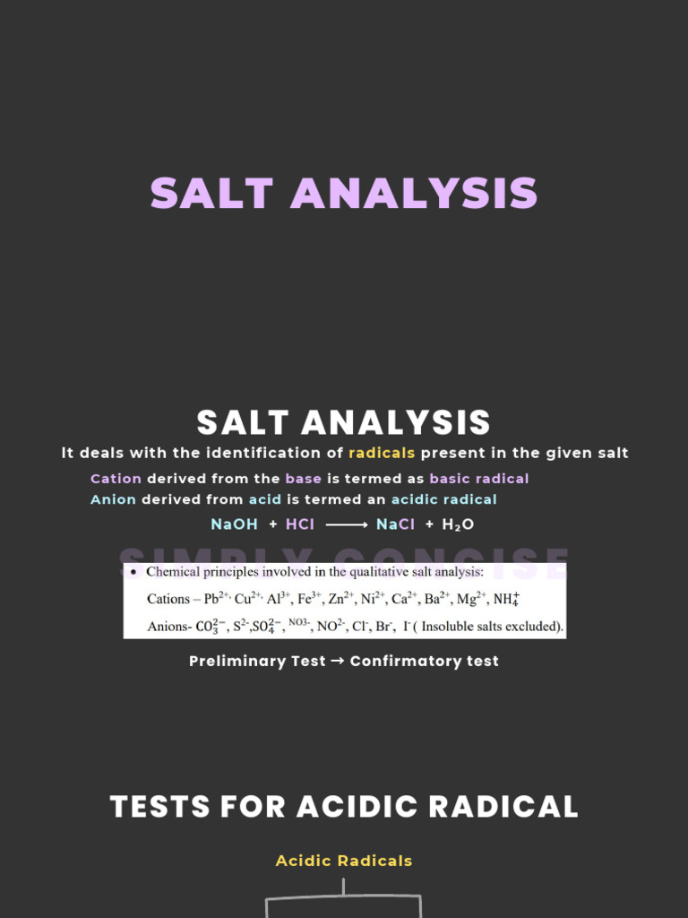 Salt Analysis | Download Free PDF | Salt (Chemistry) | Acid