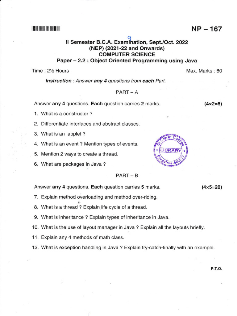 922 Object Oriented Programming Using Java Sep Oct 2022 | PDF | Java ... 922 Object Oriented Programming Using Java Sep Oct 2022 | PDF | Java ...