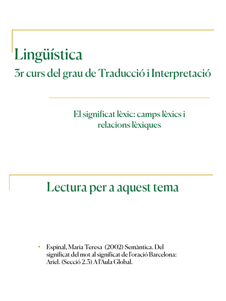 Semàntica Lèxica | PDF