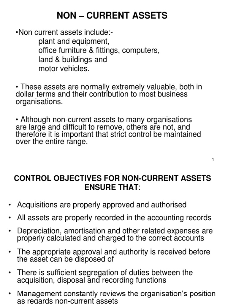 Control Obj For Non-Current Assets | PDF | Fixed Asset | Mergers And ...