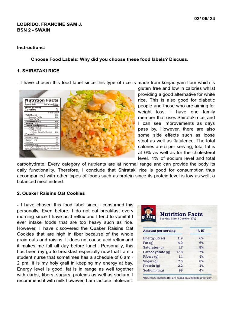 Food Labels | PDF | Animal Glandular Products | Milk