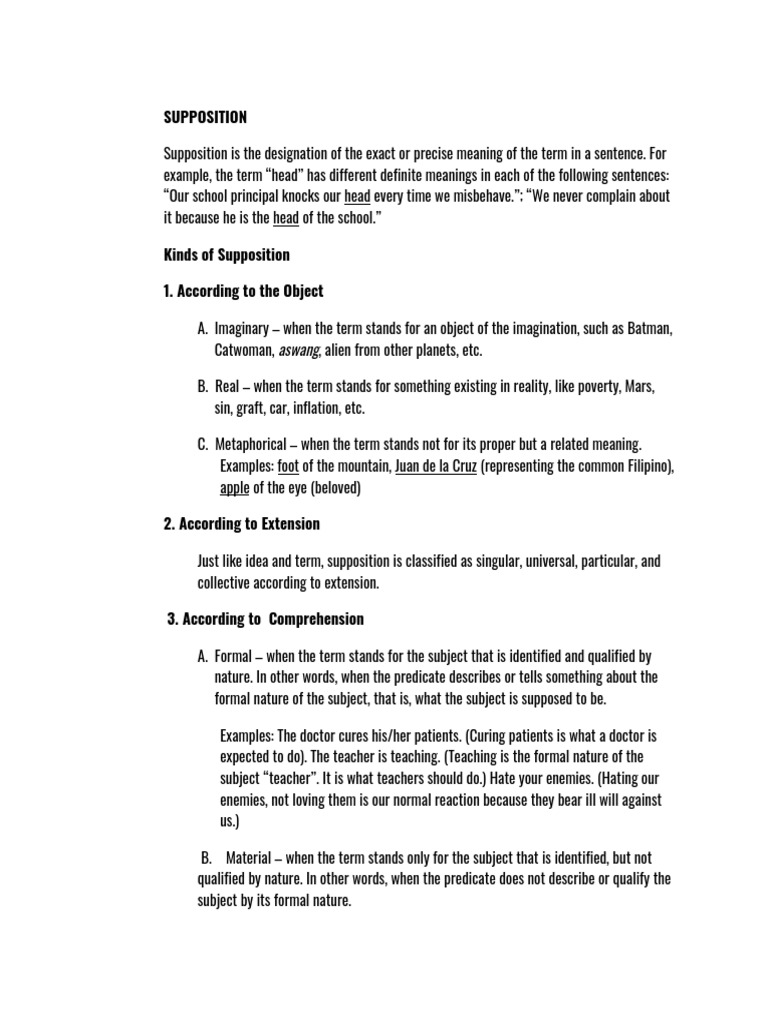 I Supposition and Appellation | PDF | Subject (Grammar) | Teachers