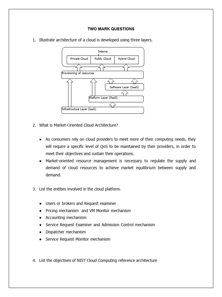 Two Mark Questions - Unit 3 | PDF | Cloud Computing | Software As A Service