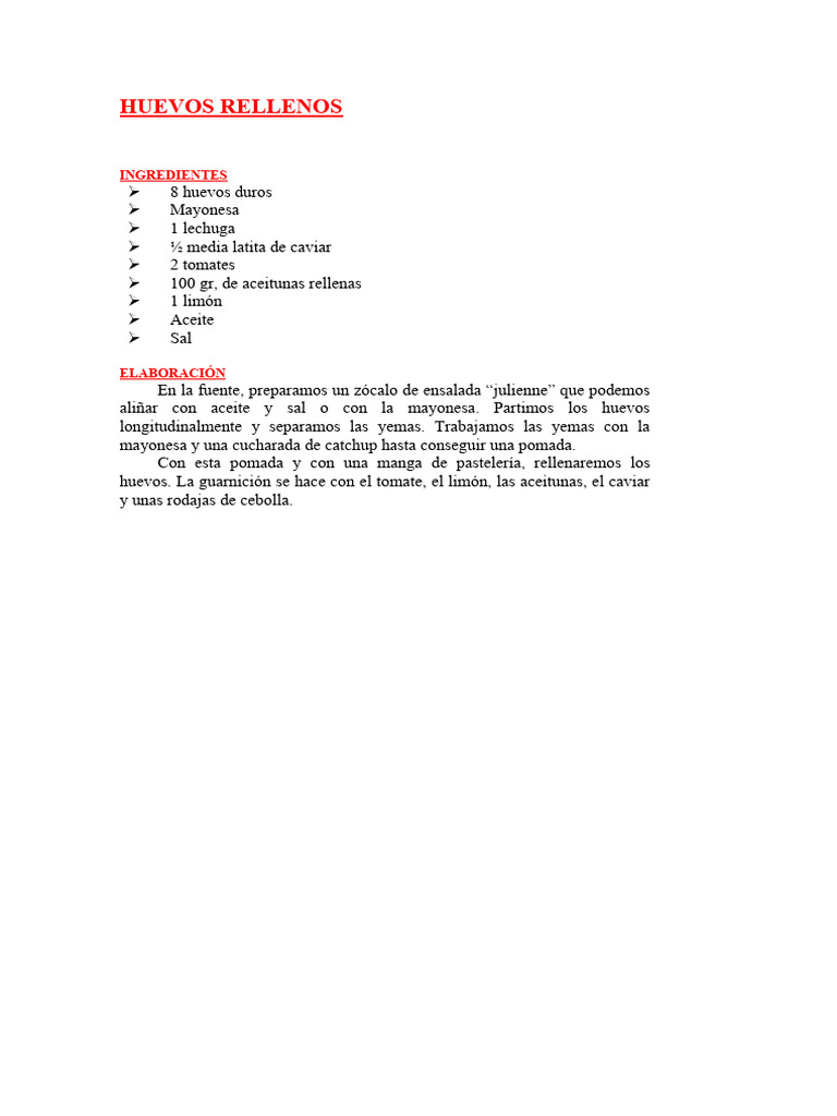 Huevos Rellenos | PDF