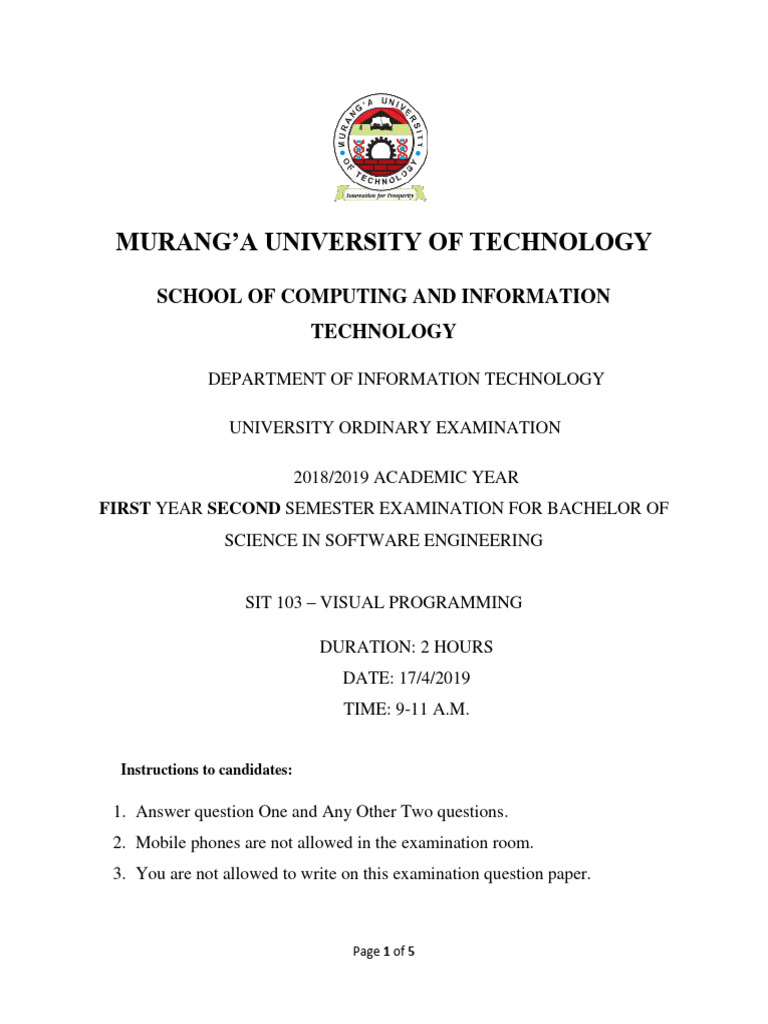 Sit 103 Visual Programming - 105517 | PDF | Computer Program | Programming Sit 103 Visual Programming - 105517 | PDF | Computer Program | Programming