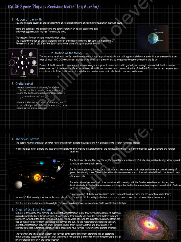 IGCSE Space Physics Revision Notes! (Ayesha) | PDF | Solar System | Planets