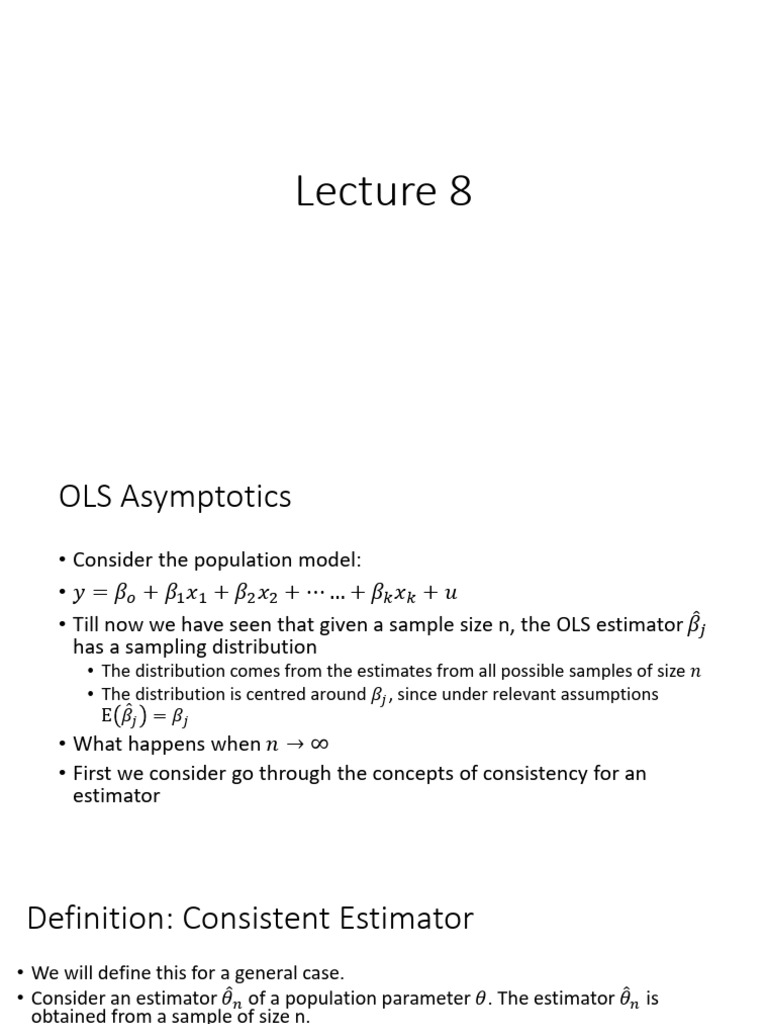 Lecture 8 | PDF | Estimator | Ordinary Least Squares