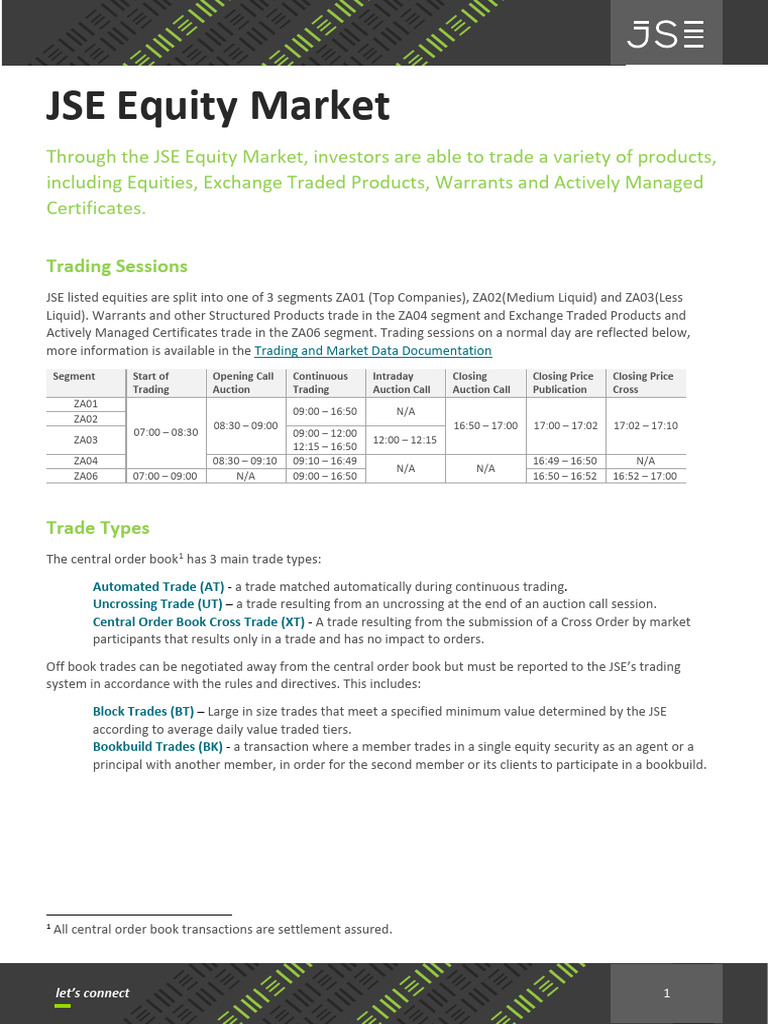JSE Factsheet - EQM | PDF | Market (Economics) | Private Sector
