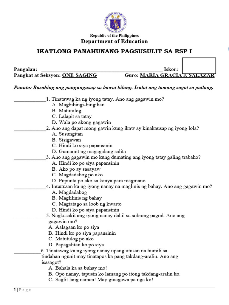 Esp Periodical Third Quarter | PDF