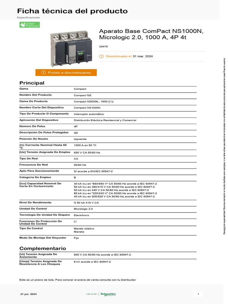 Schneider Electric - Compact-NS-630-A - 33475 | PDF | Ingenieria Eléctrica | Electricidad