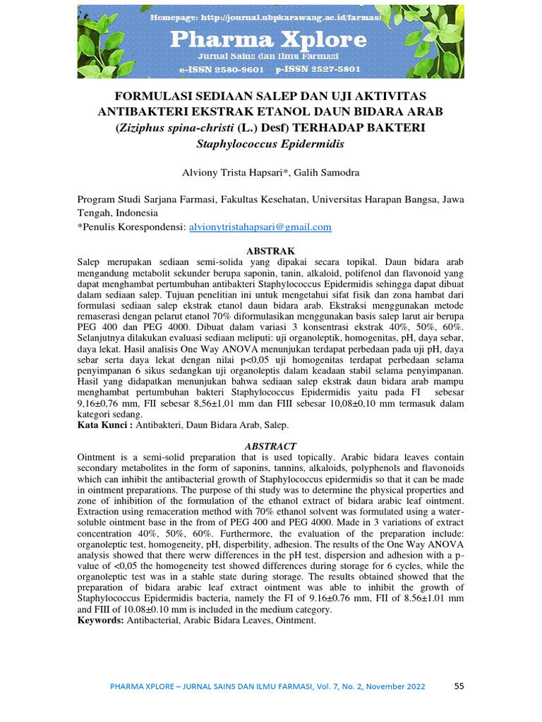 Salep Antibakteri Daun Bidara Arab | PDF | Griya & Taman | Kesehatan ...